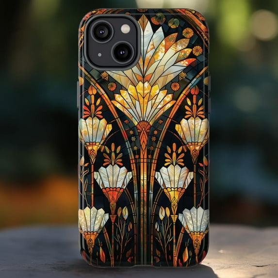 Boho Floral Stained Glass Art Deco Design iPhone Case 17 to 11 Pro Max ...