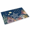 Boho Floral Starfish Door Mat Coastal Coral Seaweed Fish Navy Blue Non ...