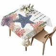 Boho Floral Starfish Square Tablecloth Coastal Coral Seaweed Fish ...