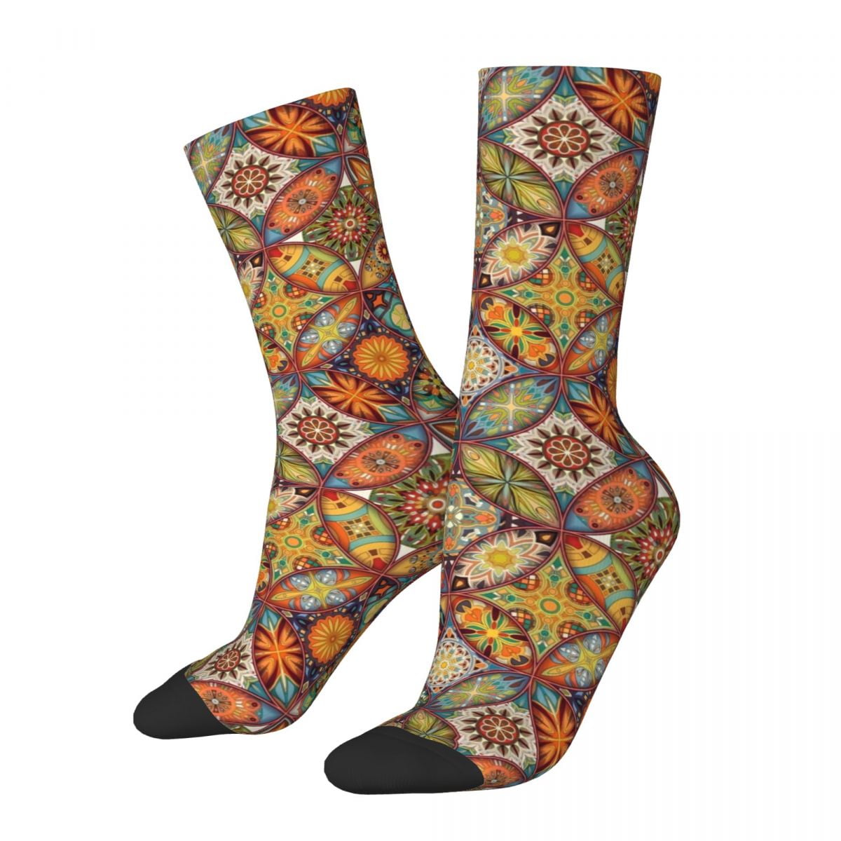 Boho Floral Stockings Bohemian Style Hippie Graphic Retro Socks Winter ...