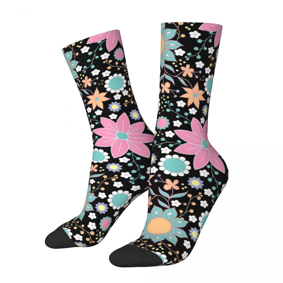 Boho Floral Stockings Bohemian Style Hippie Graphic Retro Socks Winter ...