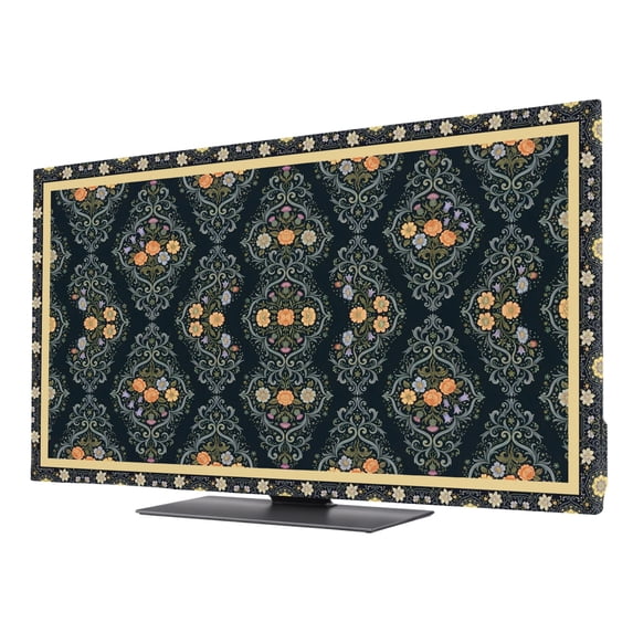 Boho Floral TV Cover for 55 Inch Screen, Stretch Fabric Dustproof TV ...