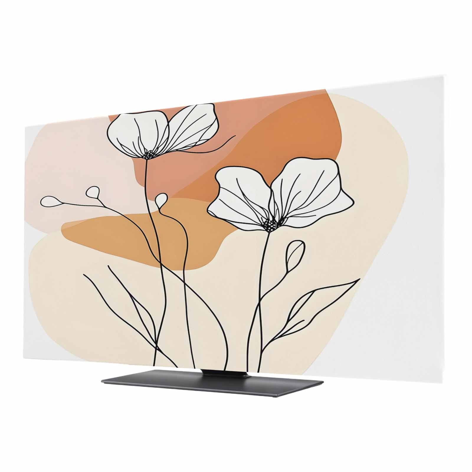 Boho Floral TV Cover for 65 Inch Screen,Stretch Fabric Dustproof TV ...
