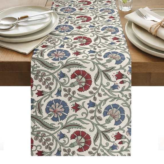 Boho Floral Table Runner Farmhouse Retro Botanical Vine Flowers ...