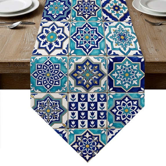 Boho Floral Table Runner Linen Burlap Table Runner 120 Inches Long ...