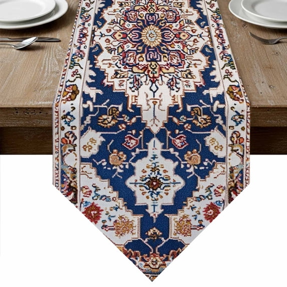 Boho Floral Table Runner Linen Burlap Table Runner 72 Inches Long ...