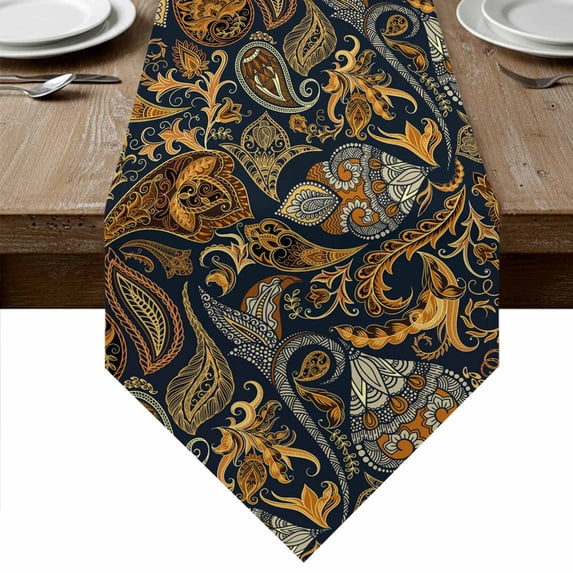 Boho Floral Table Runner Linen Burlap Table Runner 90 Inches Long ...