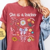 Boho Floral Teacher Shirt Preppy Teacher Gift Coquette Teacher Tee ...