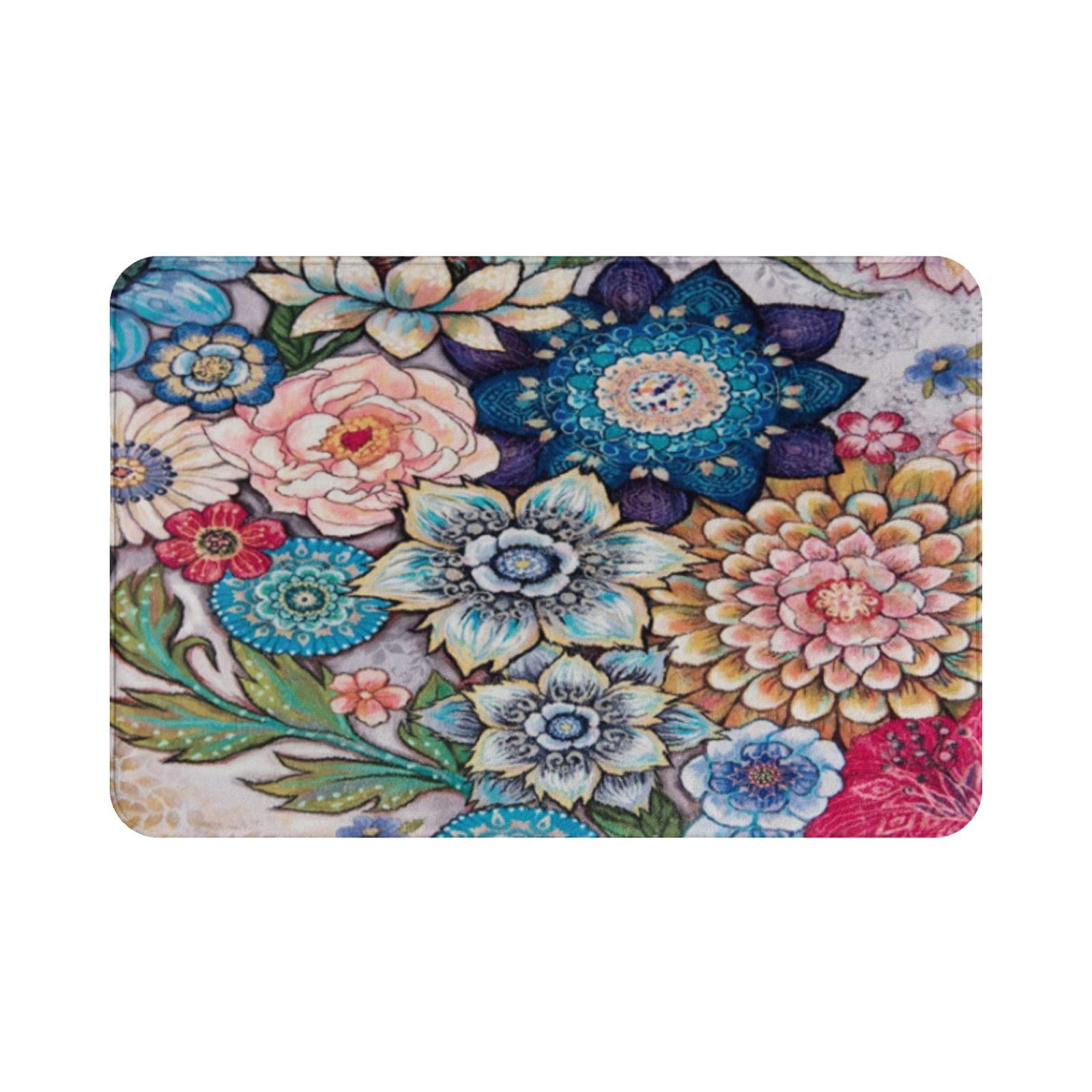 Vintage Colorful Boho Floral Throw Rugs Non Slip Rug Mat for Bedroom ...
