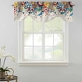Boho Floral Tie Up Valances Curtain, Abstract Bohemian Bloom Flower ...