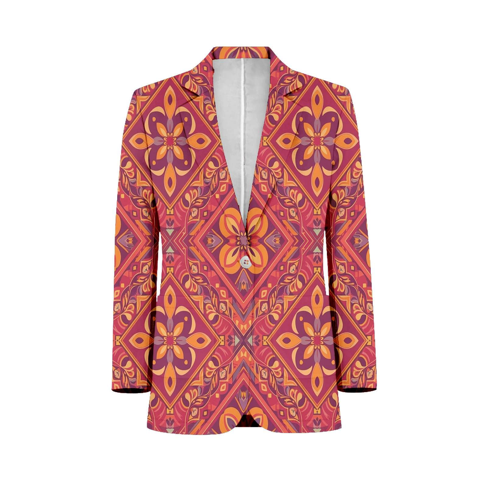 Boho Floral Tile Print Mens Suits Shawl Collar Slim Fit Suit Mens Groom ...