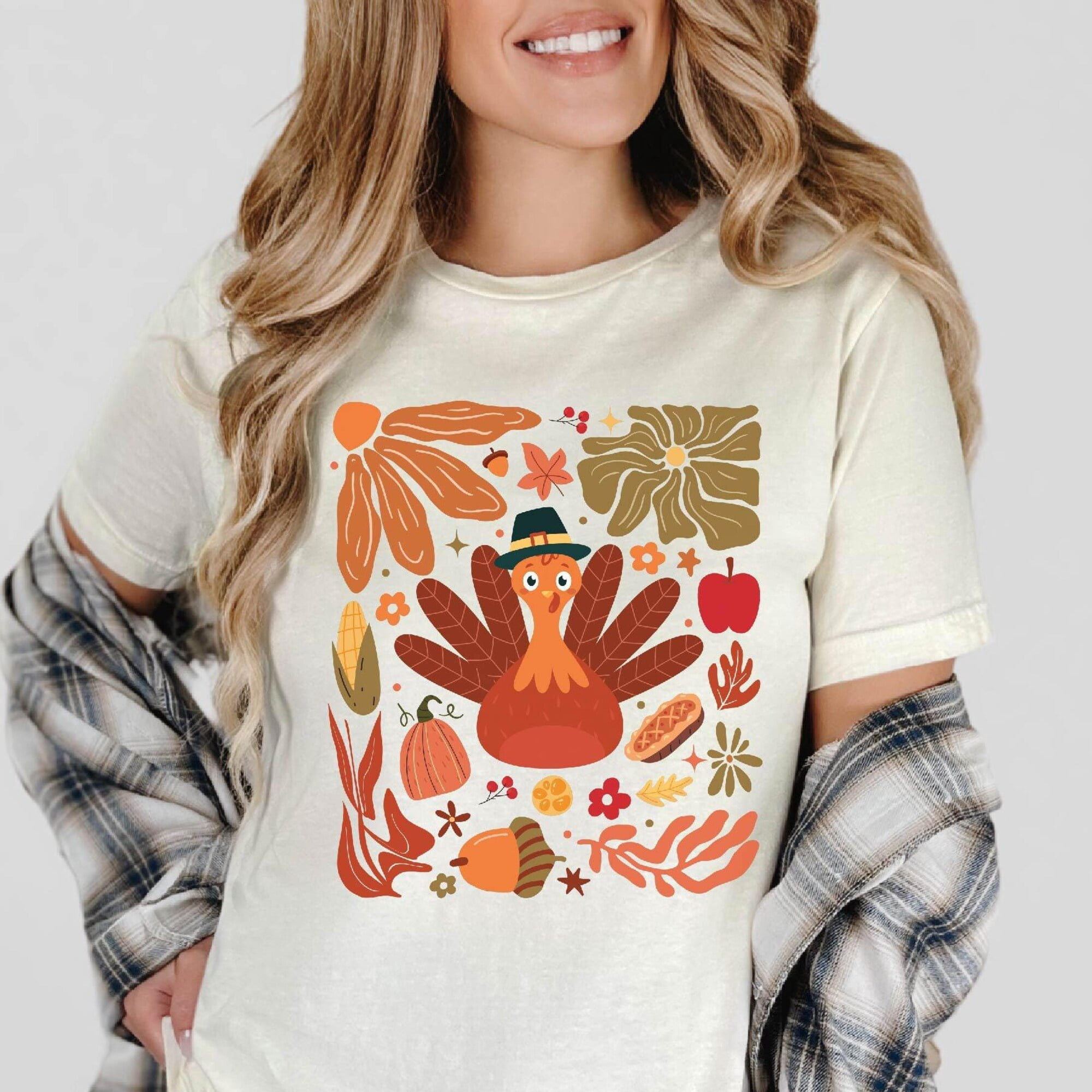 Boho Floral Turkey Shirt Fall Turkey TShirt Thanksgiving Shirts Fall ...