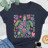 Boho Floral Turtle Shirt Trendy Summer shirt Sea Turtle Nautical Beach ...