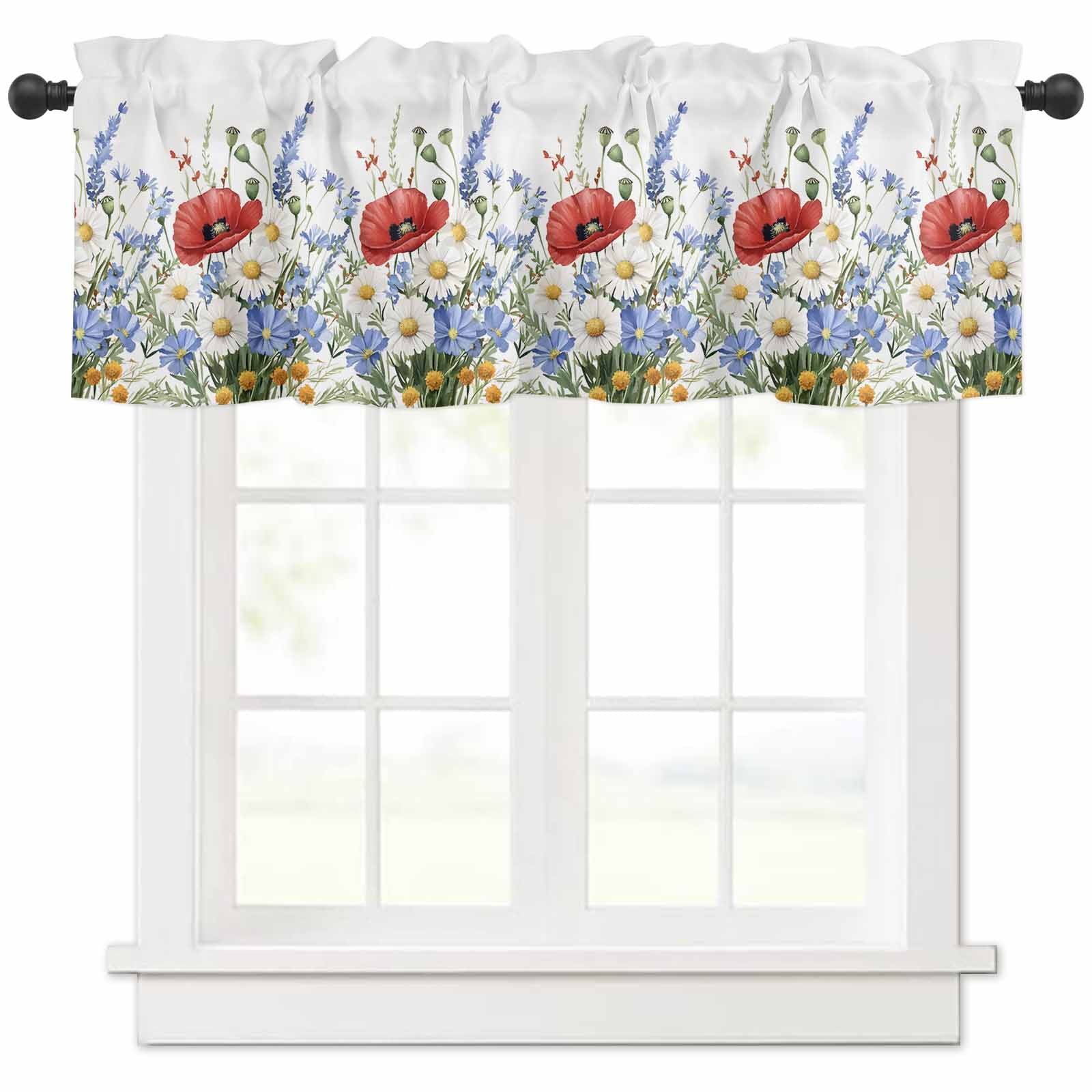 Boho Floral Valances for Windows Farmhouse Kitchen Curtains Valances ...