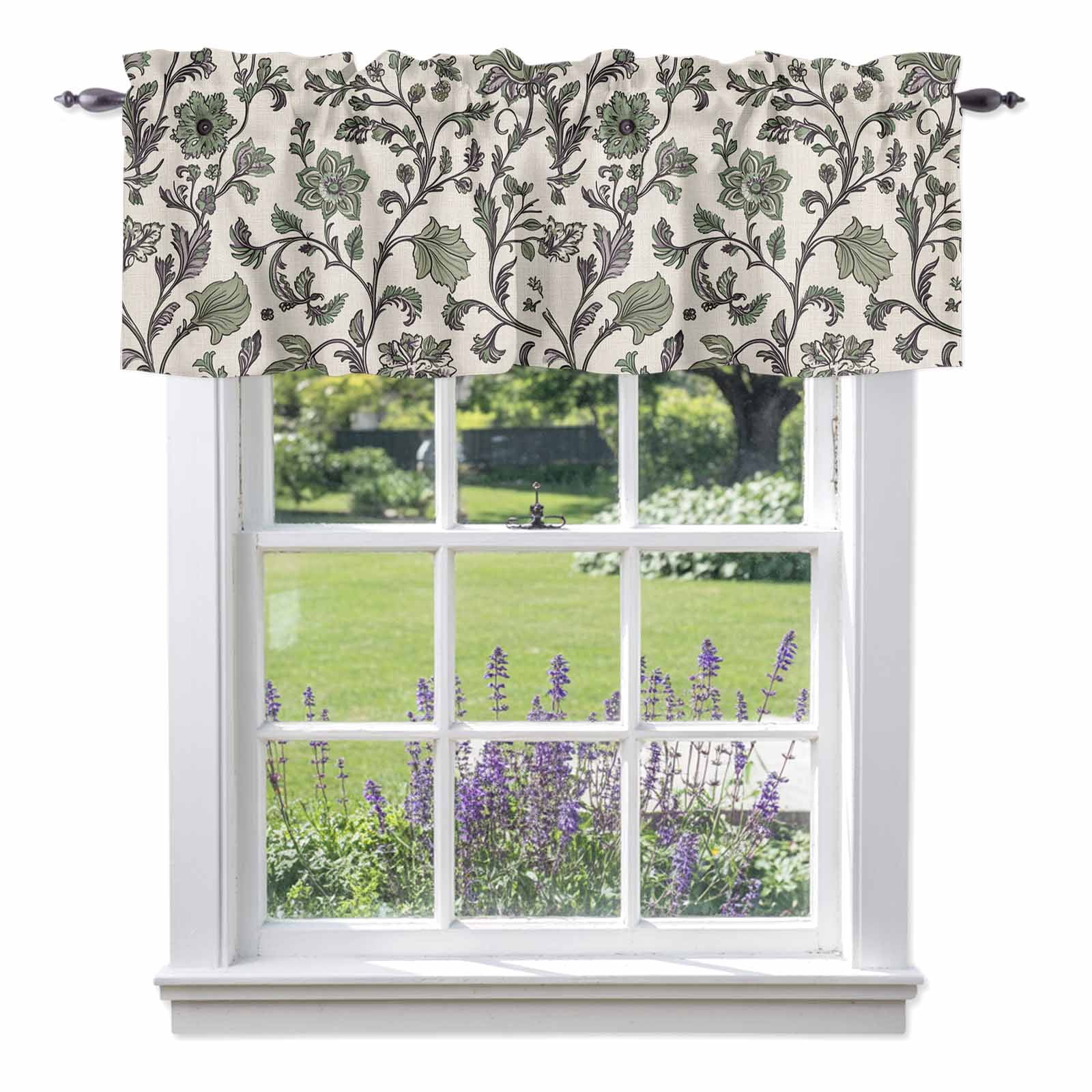 Boho Floral Valances for Windows, Vintage Farmhouse Pastoral Flower ...