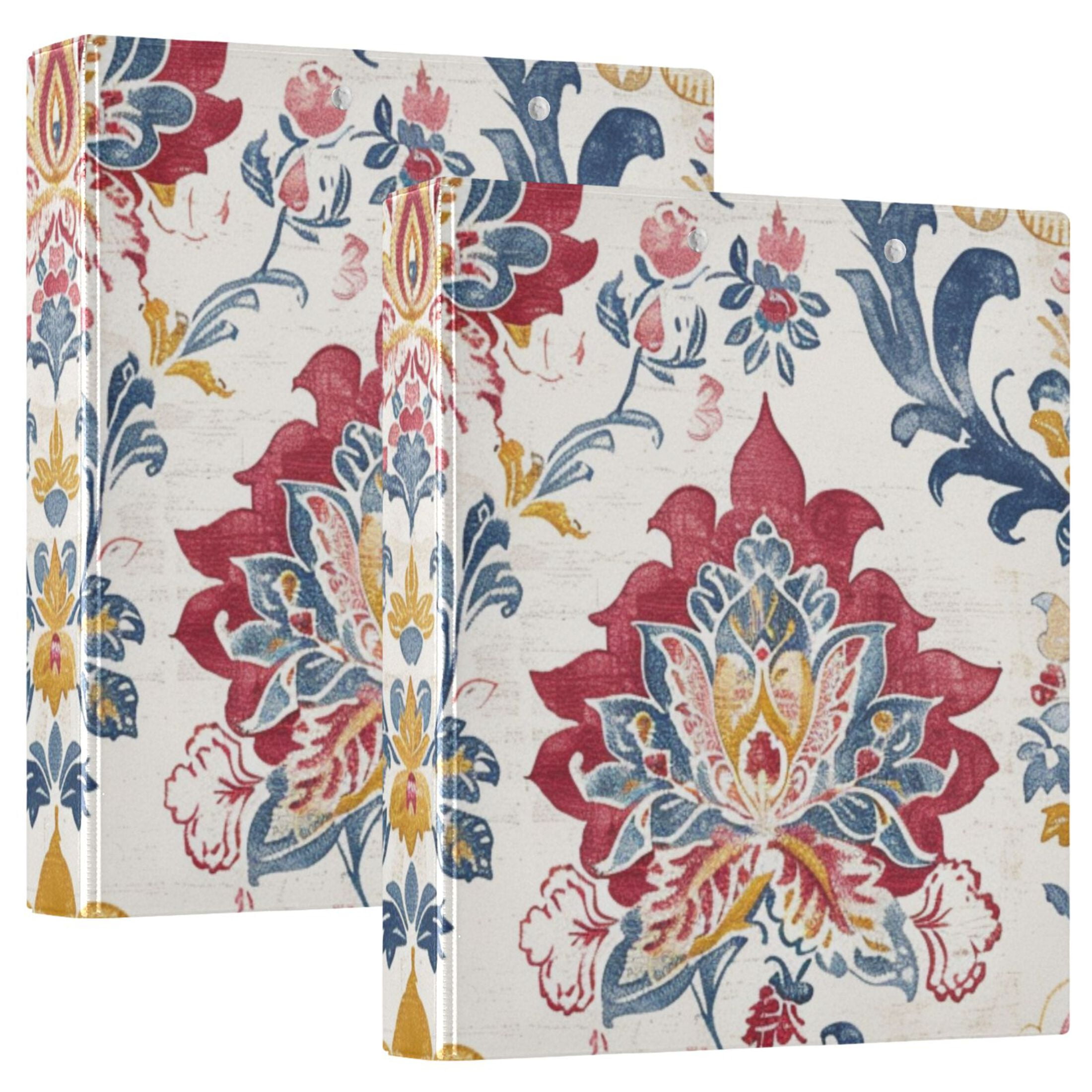 Boho Floral Vintage 3 Ring Binders 1.5 inch Hardcover File Folders with ...