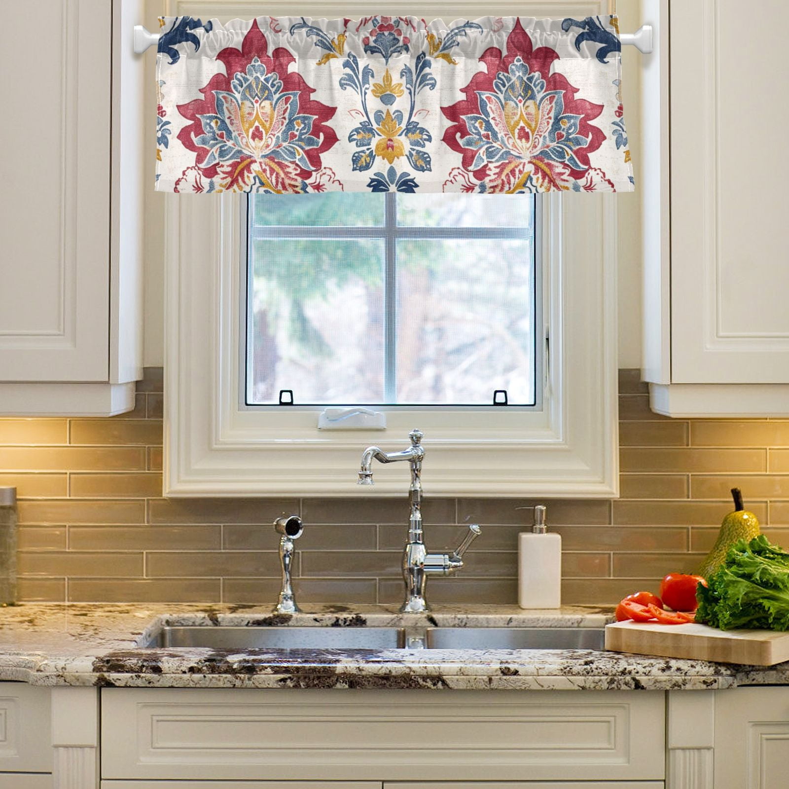 Boho Floral Vintage Curtain Valances Farmhouse Design Window Treatment ...