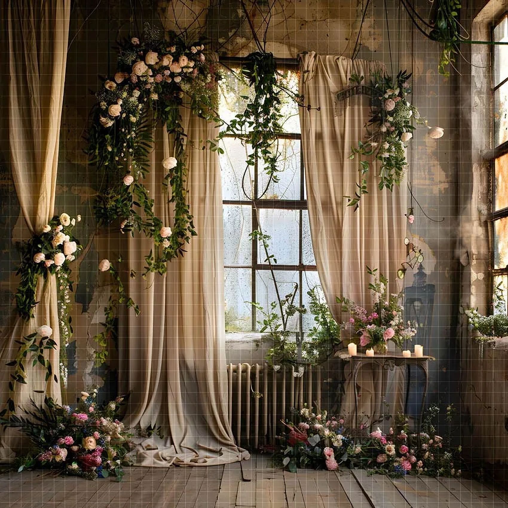 Boho Floral Vintage Room Adult Birthday Wedding Maternity Portrait r ...