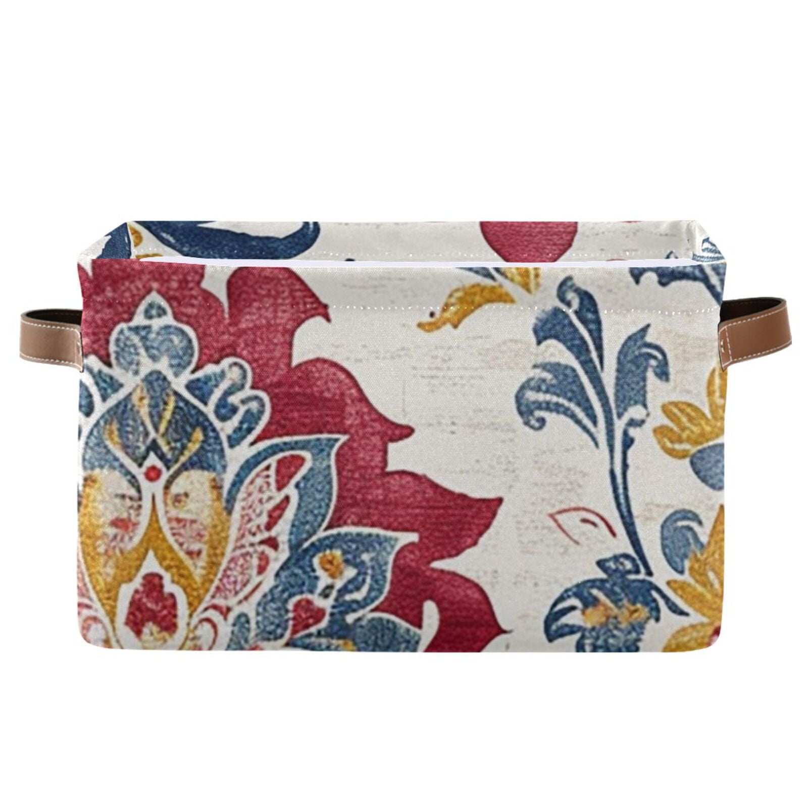 Boho Floral Vintage Storage Bins Baskets With Handles Storage Box ...