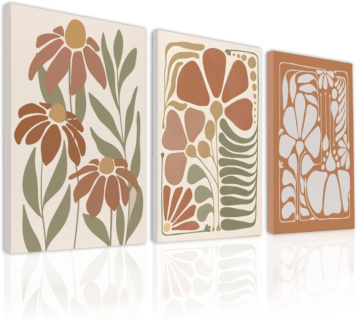 Boho Floral Wall Art Abstract Floral Flower Botanical Wall Art Prints ...