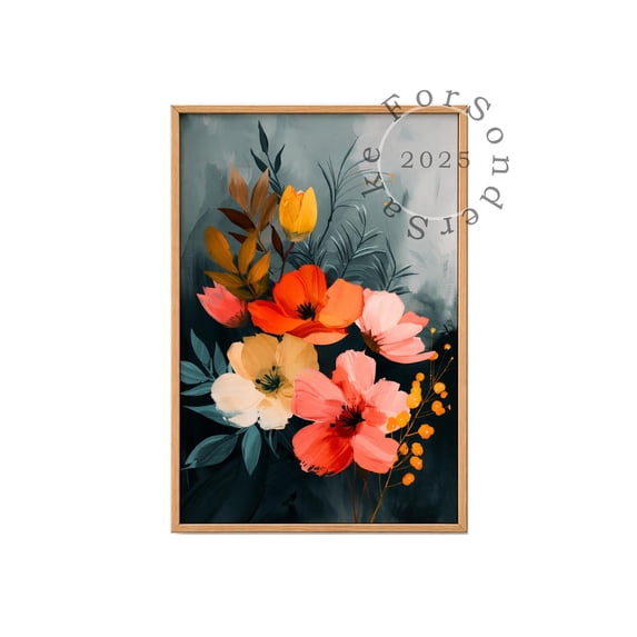 Boho Floral Wall Poster Bold Botanical Poster , Poster Print Only ...