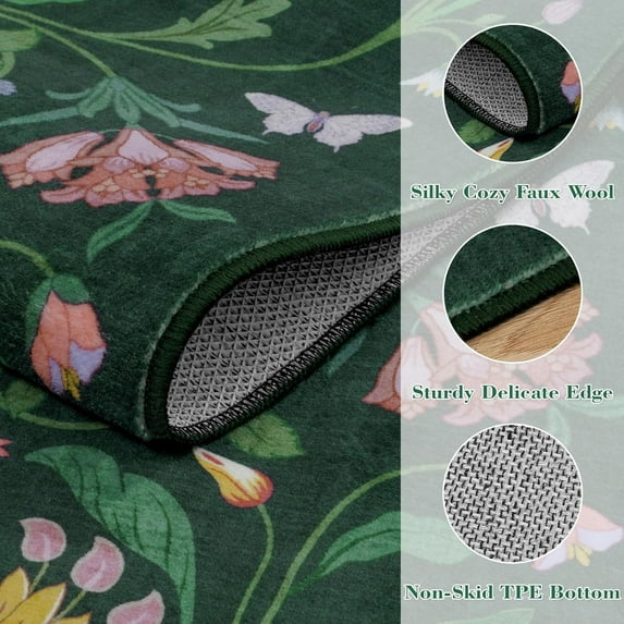 Boho Floral Washable Runner Rug, 2x6 Spring Green Kitchen Runners for ...