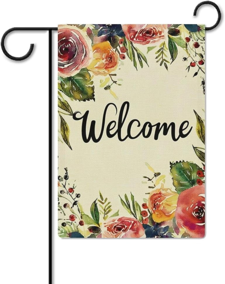 Boho Floral Welcome Garden Flag 28x40 inch Double Sided for Outside ...