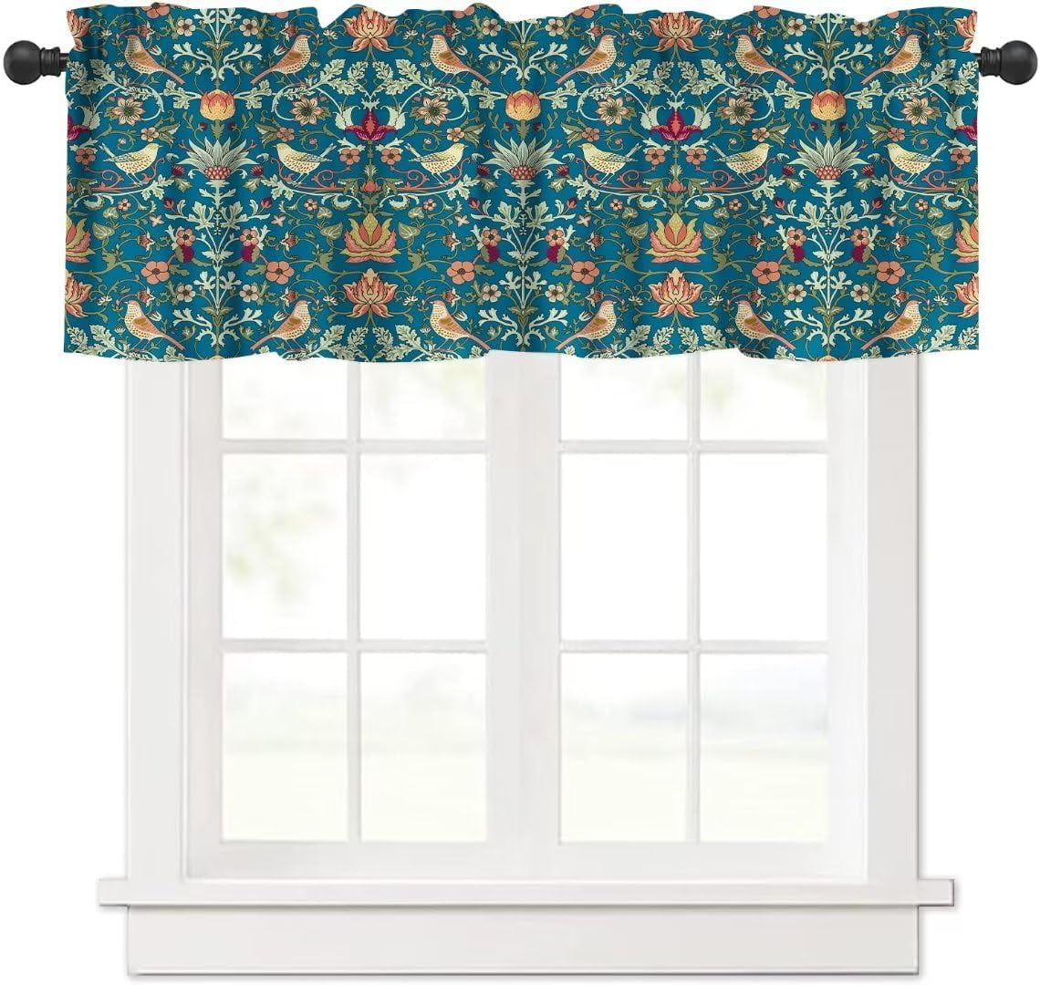 Boho Floral Window Valance Curtain, William Morris Vintage Flowers ...