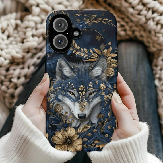 Boho Floral Wolf Phone Case with a Wild and Mystical Aesthetic Design ...