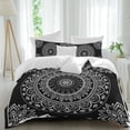 Boho Flower Black White Stripe Queen Size Bed Set,Abstract Floral ...