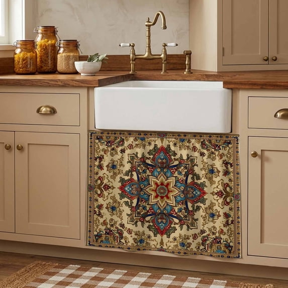 Boho Flower Cabinet Curtains 27.6"W x 35.4"L, Bohemian Western Rustic ...