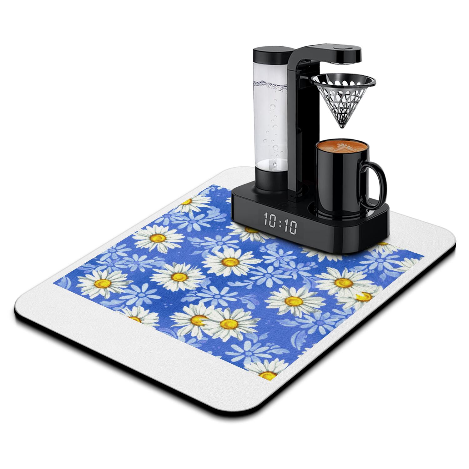 Boho Flower Coffee Maker Mat - Daisy and Butterfly Design Absorbent Pad ...