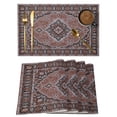 Boho Flower Cotton Linen Placemats Set of 4, Red Bohemia Geometric ...