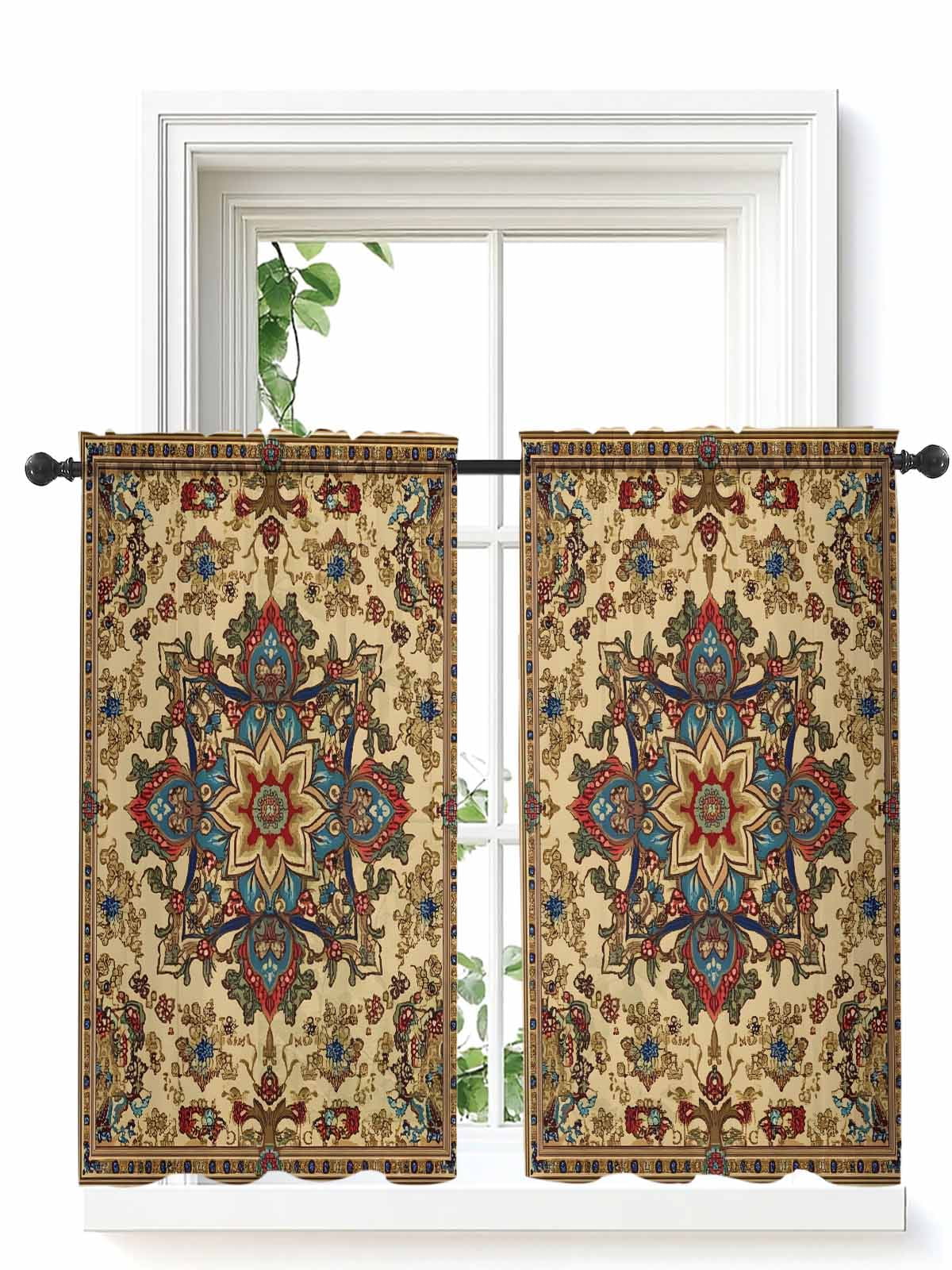 Boho Flower Curtains 45 Inch Length, Sheer Curtains for Bedroom Living ...
