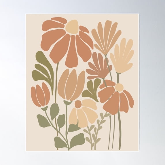 Boho Flower Design Poster Wall Art Modern Wall Decor For Living Room ...