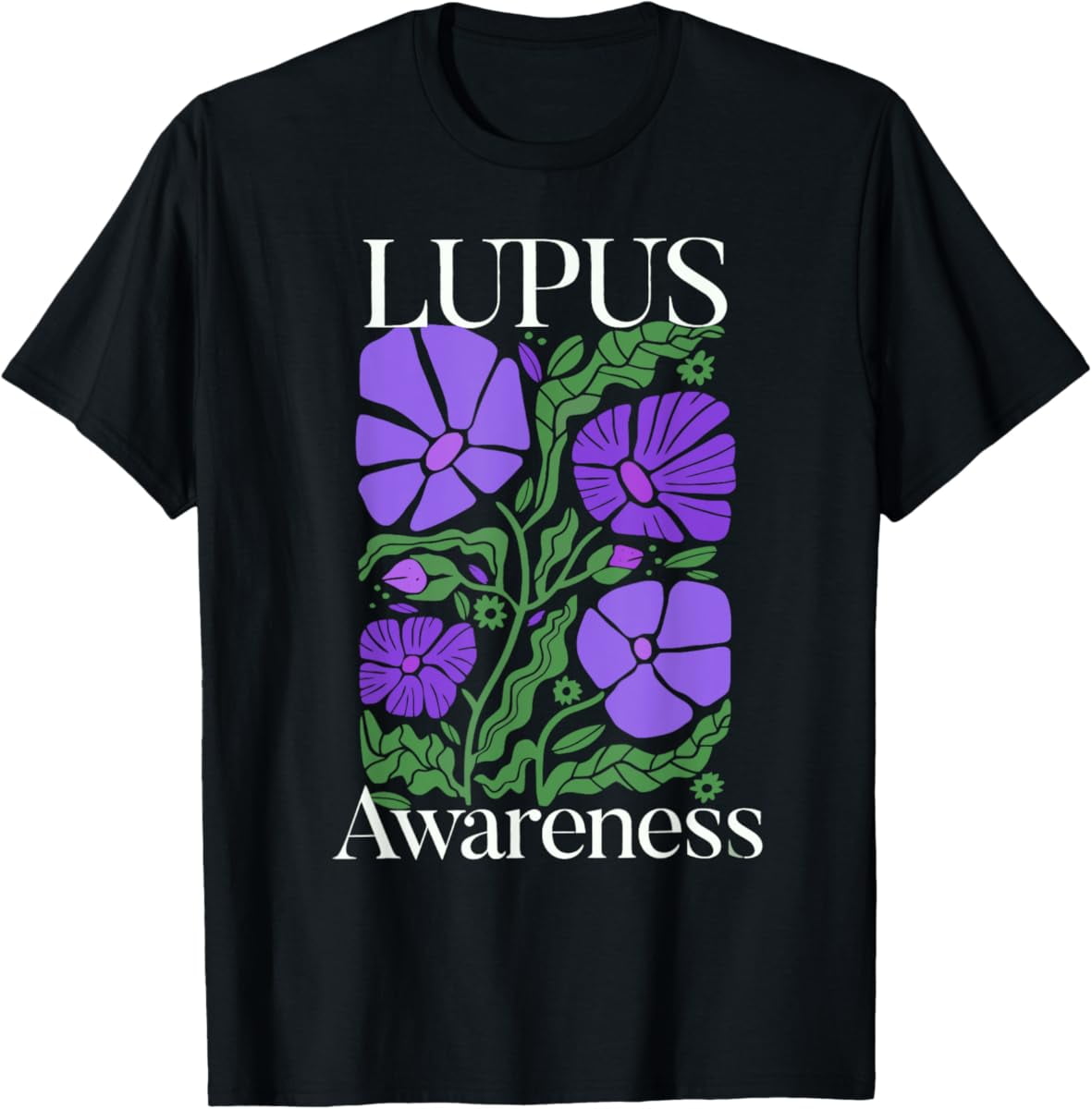 Boho Flower Floral Purple Lupus Awareness T-Shirt, F581 Sweatshirt All ...
