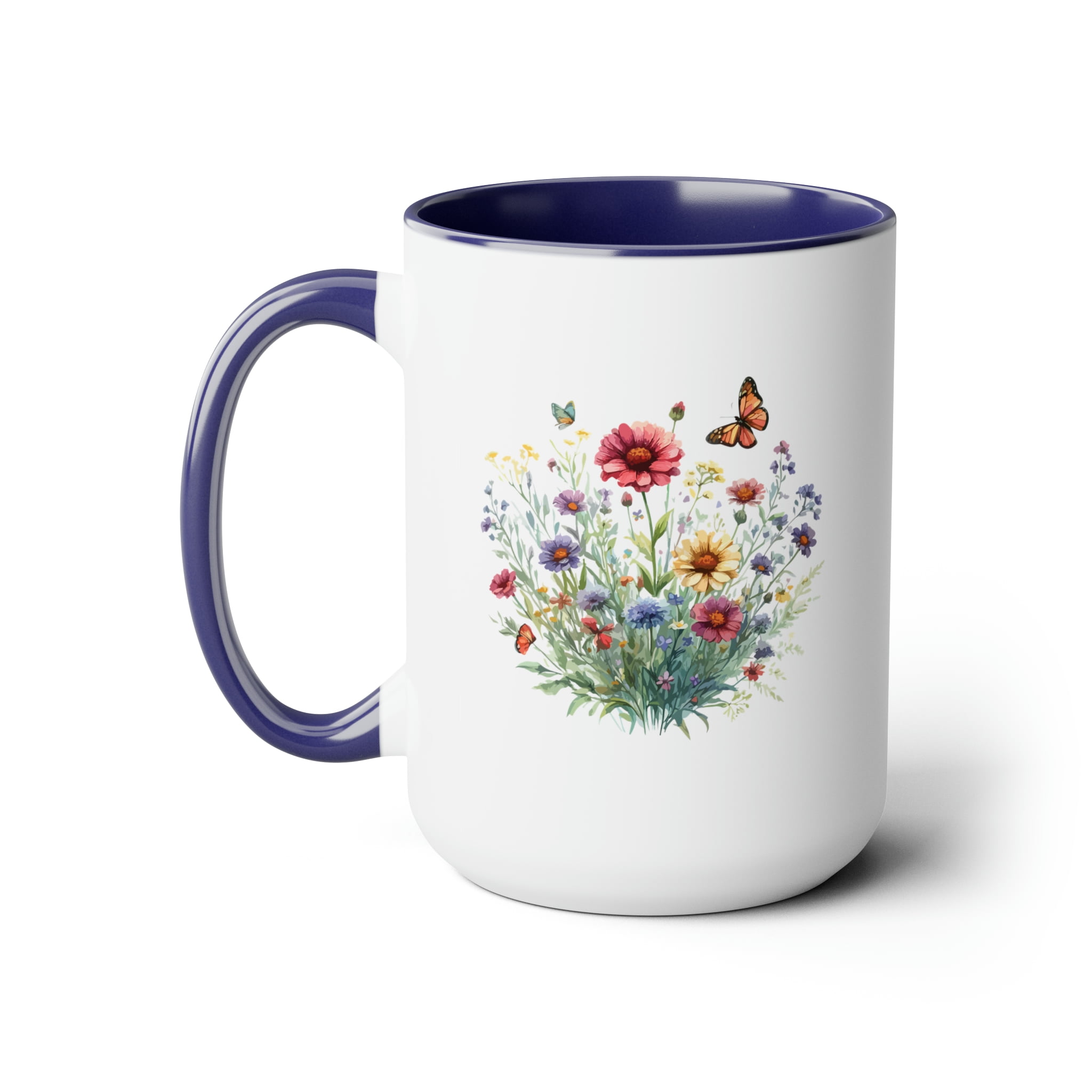 Boho Flower Garden Vintage Floral Wildflowers Two-Tone Coffee Mugs ...