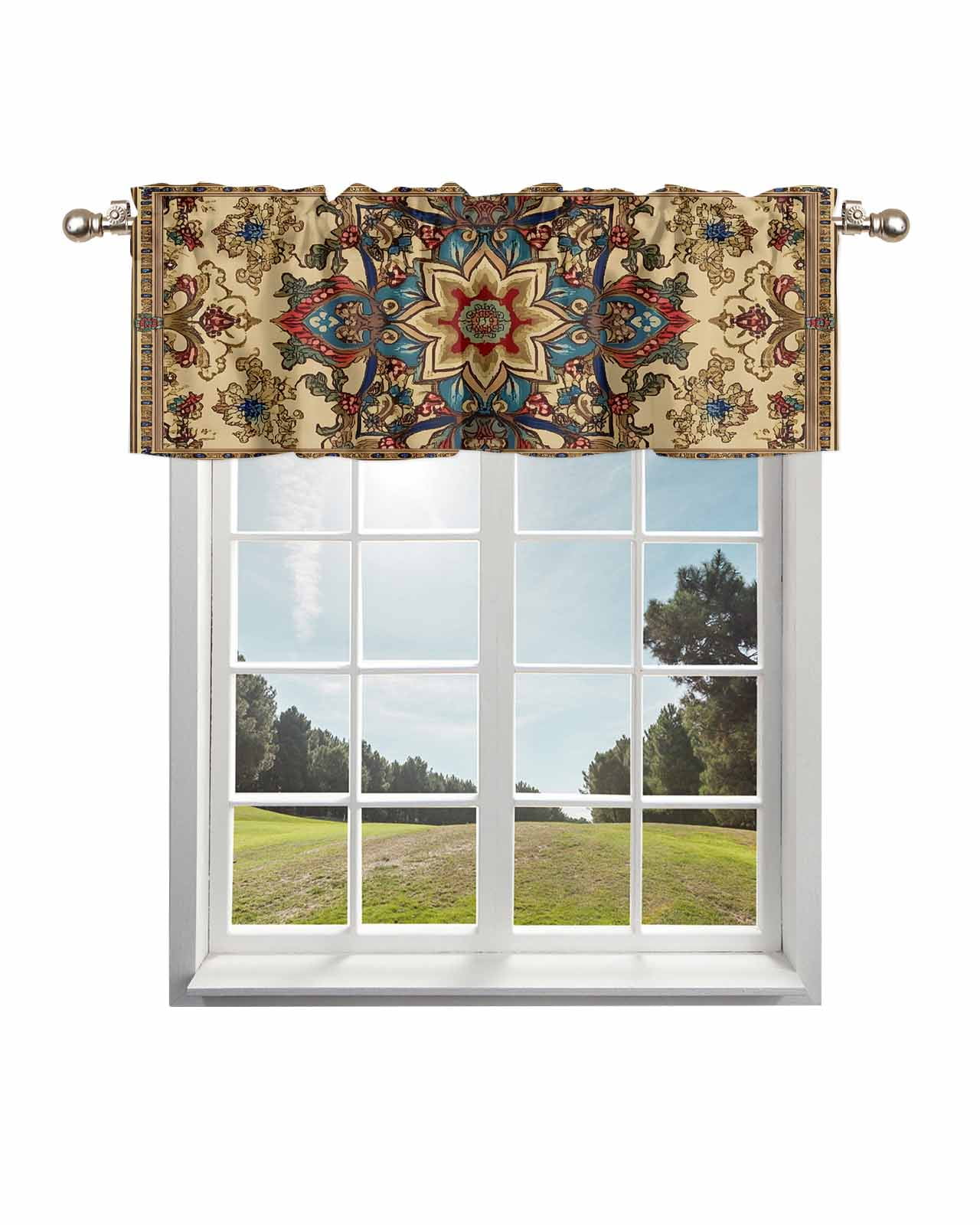 Boho Flower Kitchen Curtain Valances for Windows Farmhouse Short ...