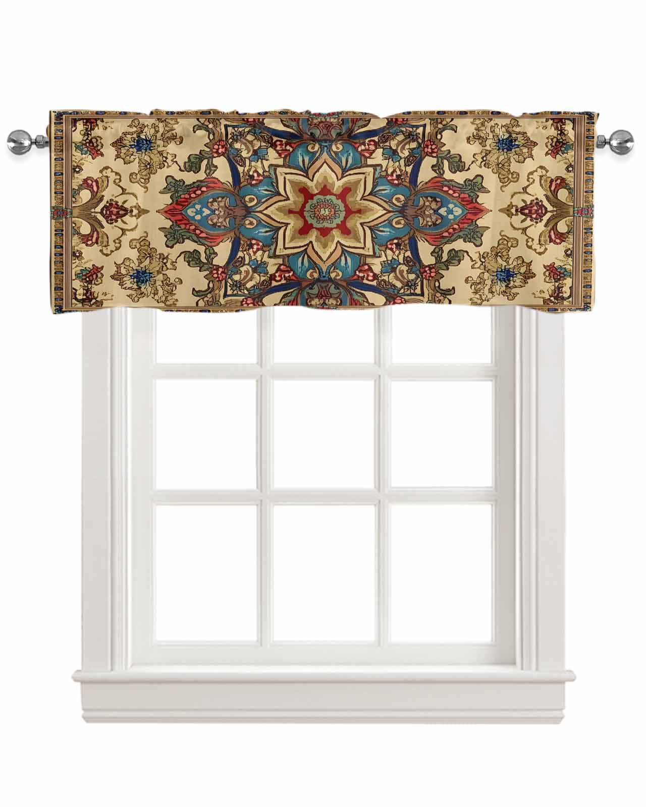 Boho Flower Kitchen Valances for Windows Farmhouse Linen Window Valance ...