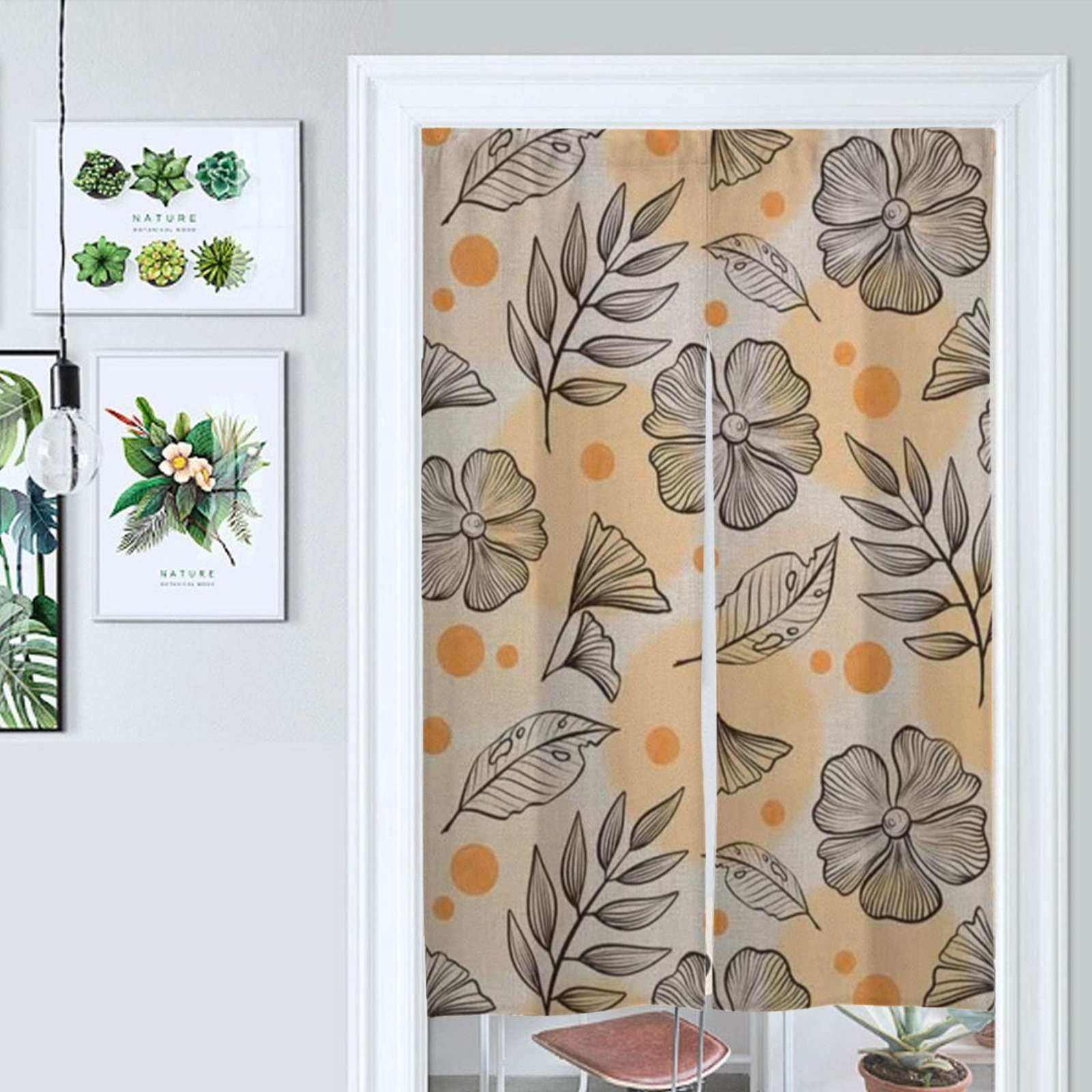 Boho Flower Leaf French Door Curtain Nordic Living Room DoorCurtain ...
