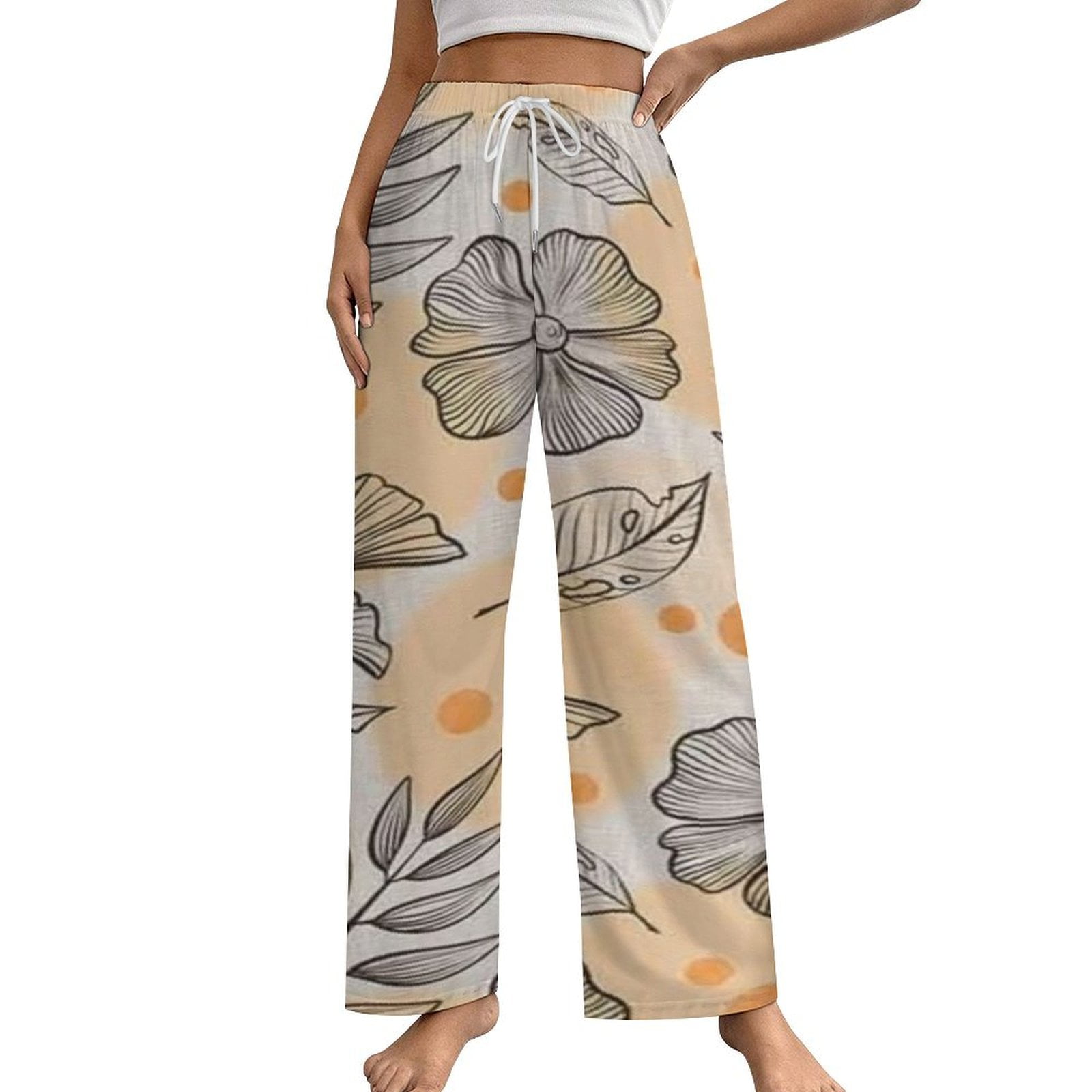 Boho Flower Leaf French Women's Pajamas Pajama Pants Women's Sleepwear ...