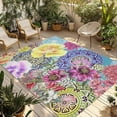 Boho Flower Outdoor Rug, National Style Non-Slip Area Rugs Carpet ...