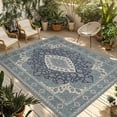 Boho Flower Outdoor Rug, Teal Blue Green Bohemia Geometric Tribal ...