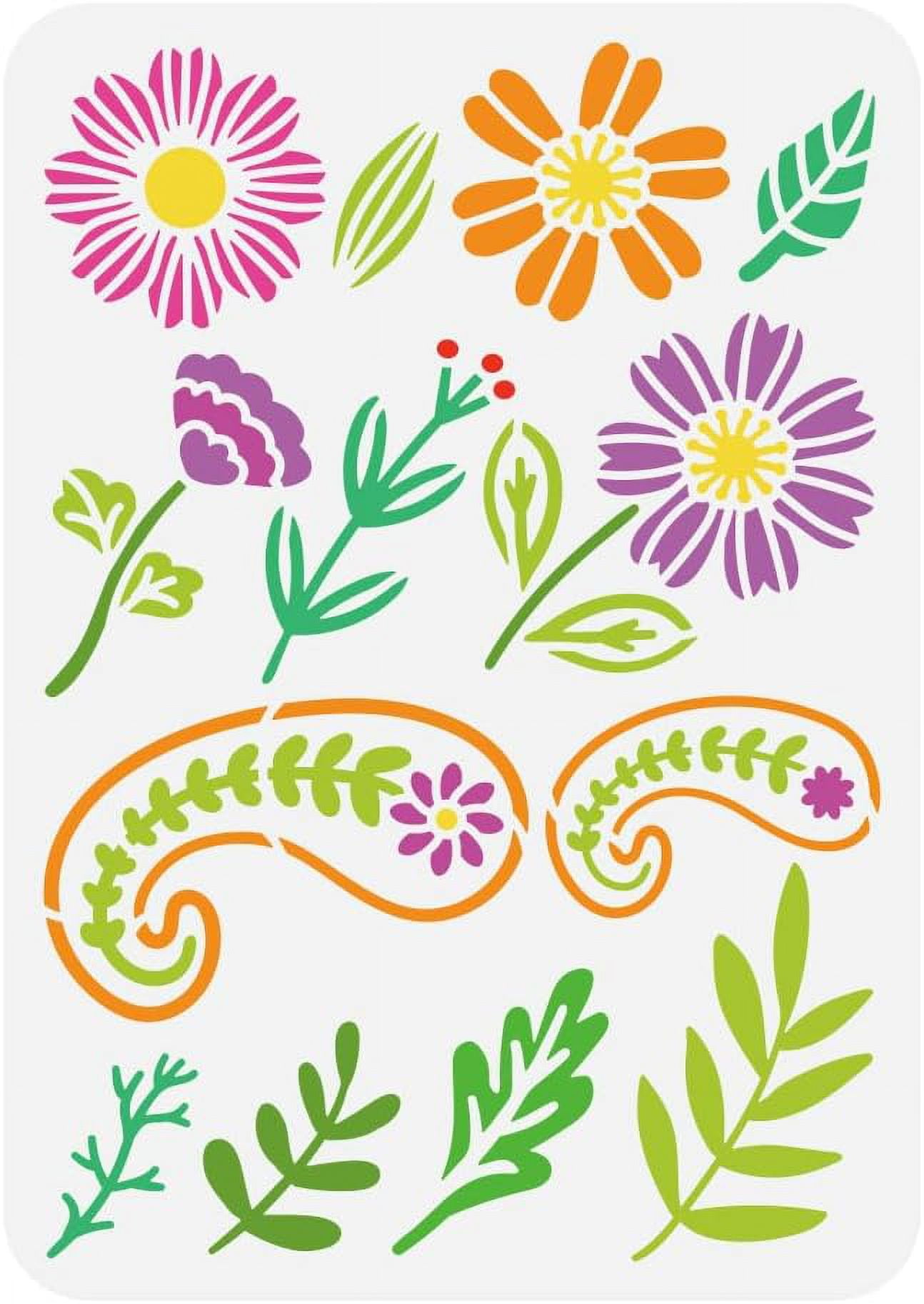 Boho Flower Painting Stencil 8.3x11.7inch Reusable Boho Leaf Pattern ...