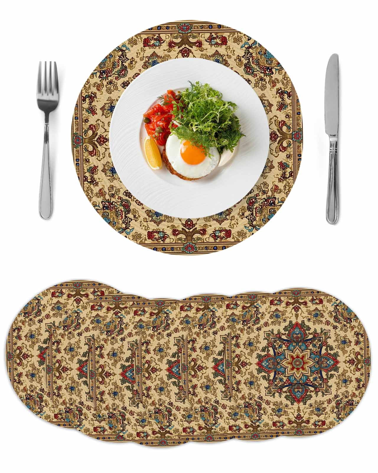 Boho Flower Round Placemats Set of 6 for Dinning Tables,Heat-proof ...