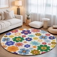 Boho Flower Seamless Round Rug 5ft Abstract Colorful Floral Washable ...