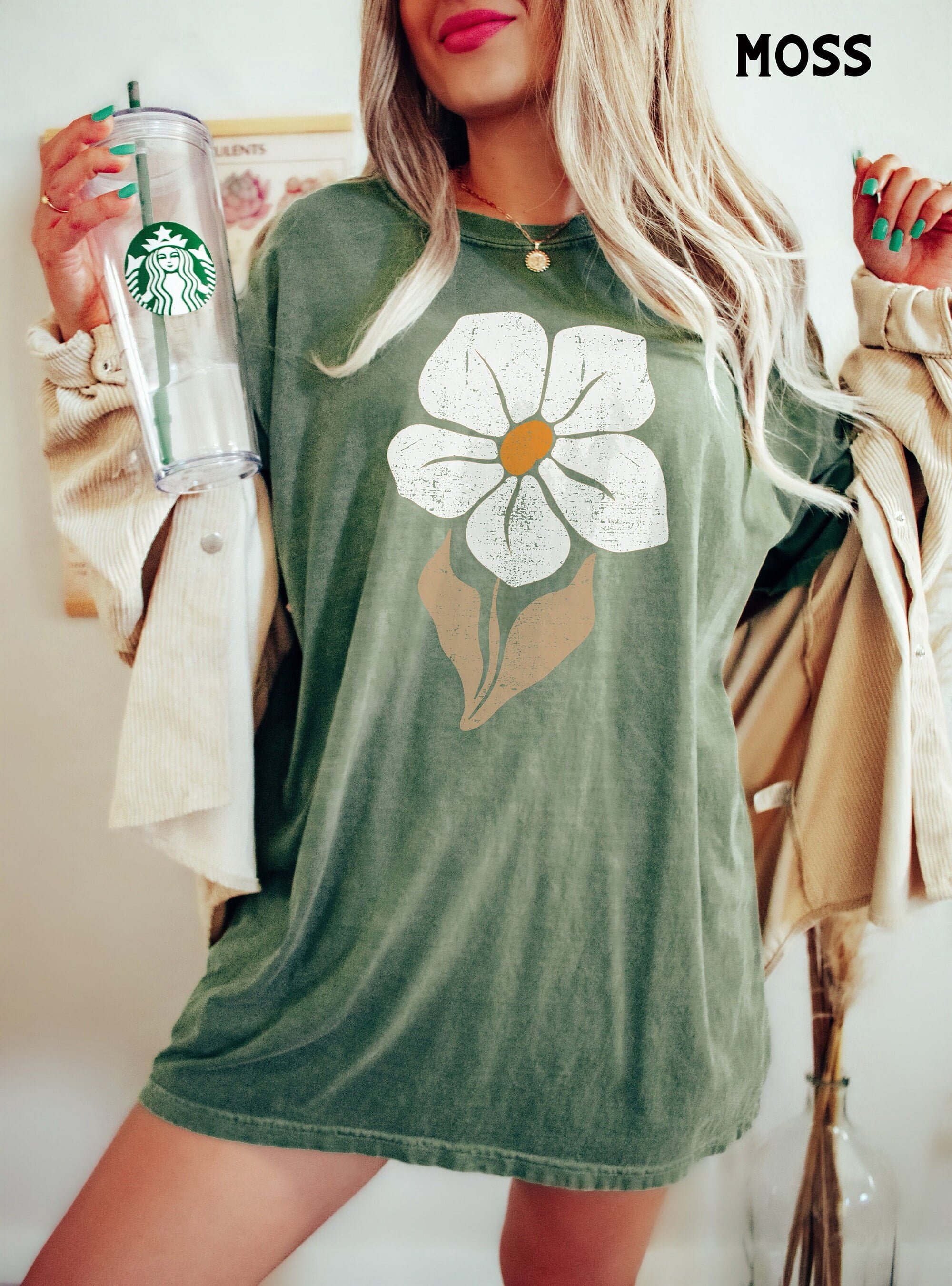 Boho Flower Shirt Daisy Graphic Tee Cottagecore Floral Aesthetic TShirt ...