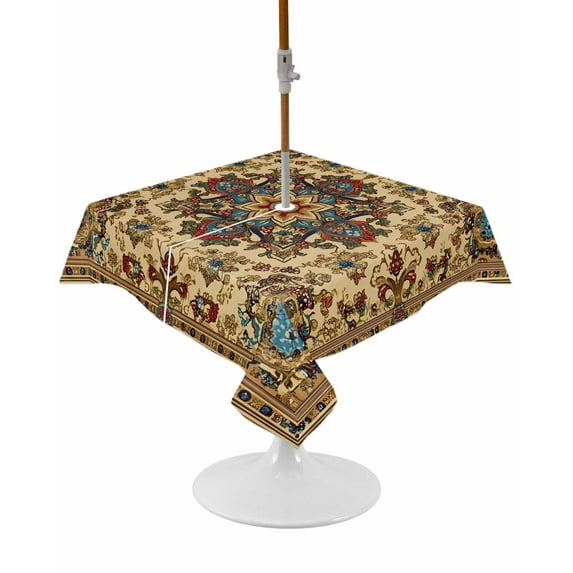 Boho Flower Square Outdoor Tablecloth, Waterproof Table Cloth Cover ...