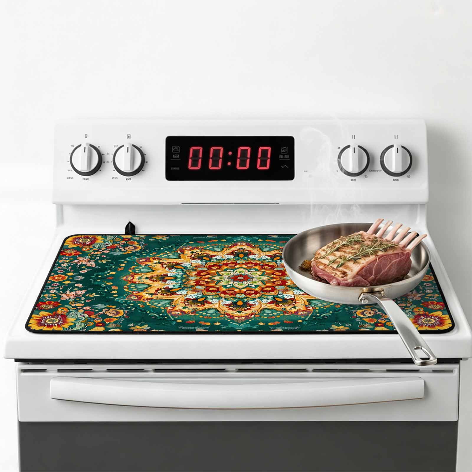 Boho Flower Stove Top Cover for Electric Stove, Heat-proof & Non Slip ...
