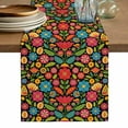 Boho Flower Table Runner, Red Blue Yellow Colorful Mexico Tribal ...